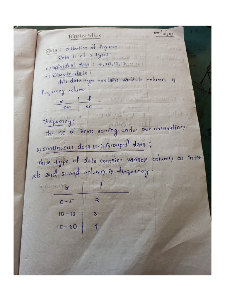 Biostatistics Notes 1 | PDF