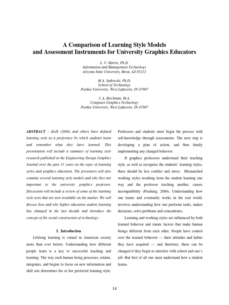 A Comparison of Learning Style Models An | PDF | Learning Styles | Learning