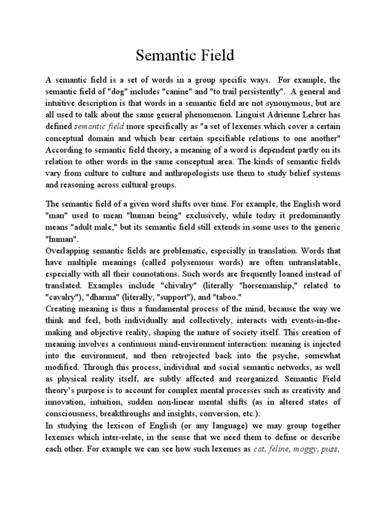Semantic Field | Semantics | Semiotics
