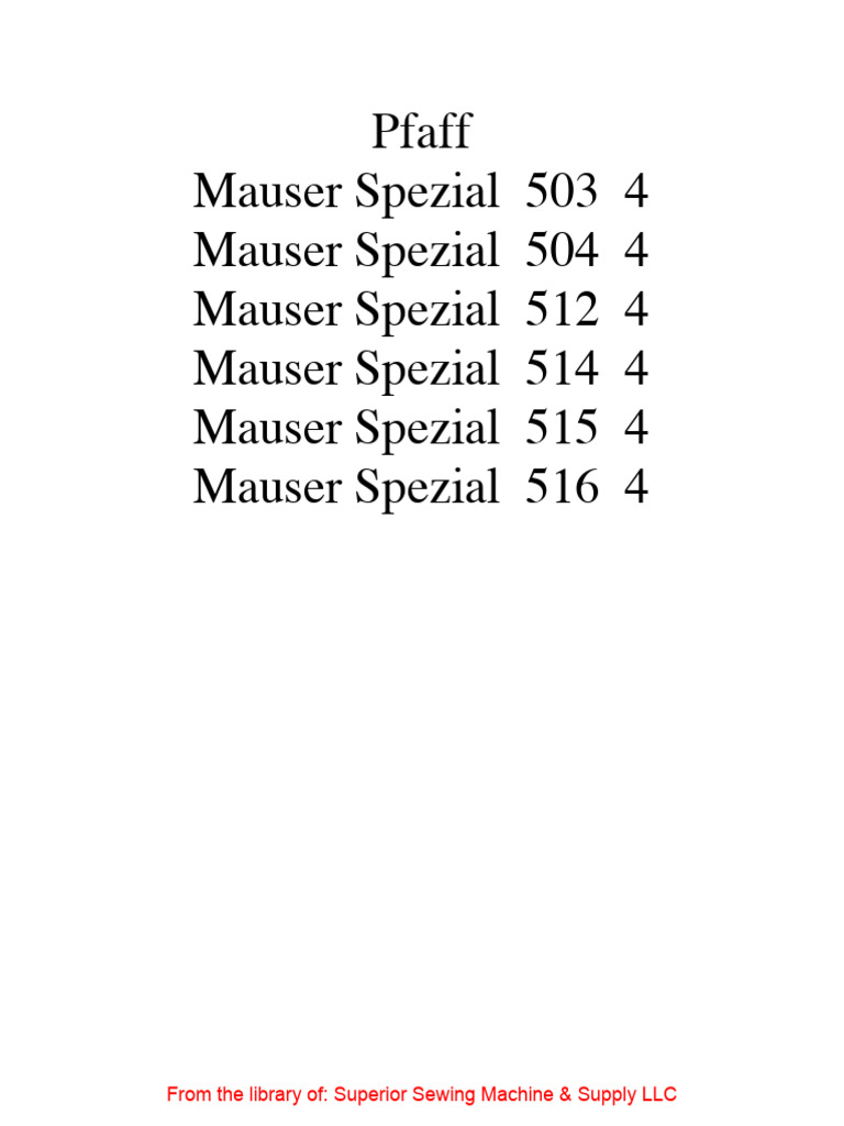 Mauser Spezial 500 Series | PDF