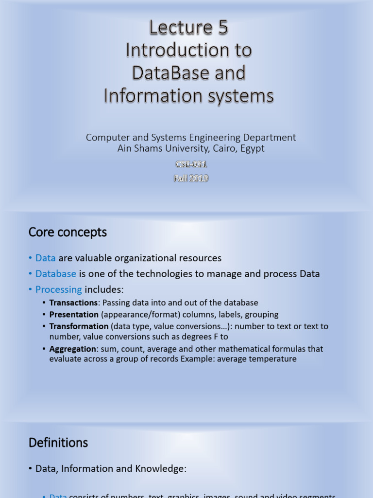 CSE031.Lecture - 05.introduction To Database - Fall 2019 | PDF ... CSE031.Lecture - 05.introduction To Database - Fall 2019 | PDF ...