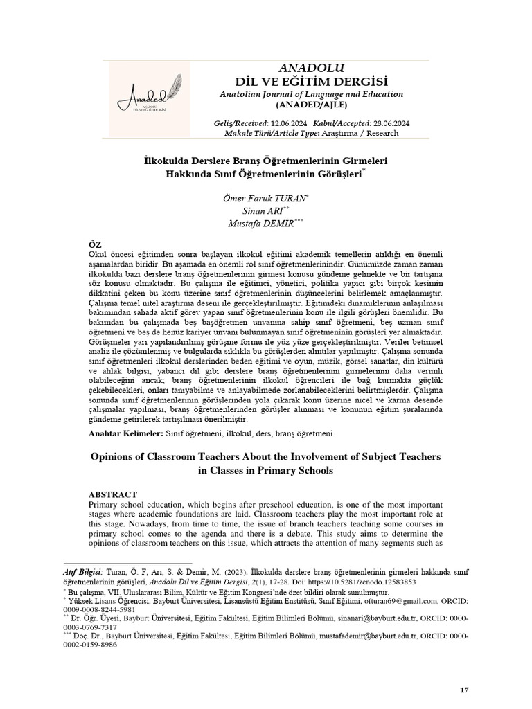 Lkokulda Derslere Bran - Retmenlerinin Girmeleri Hakk - Nda S - N - F ...