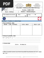 Examen Normalisé Math 6ème 2025 Maroc | PDF
