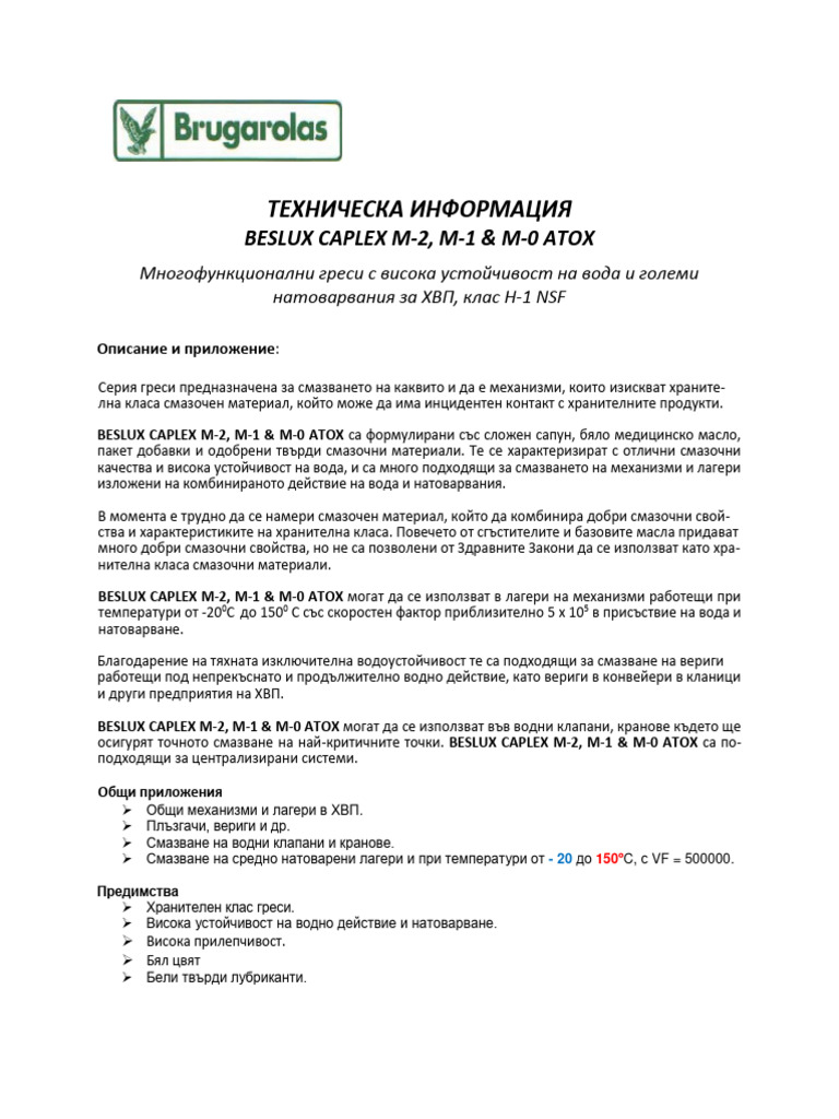 Beslux Caplex M X Atox BG | PDF