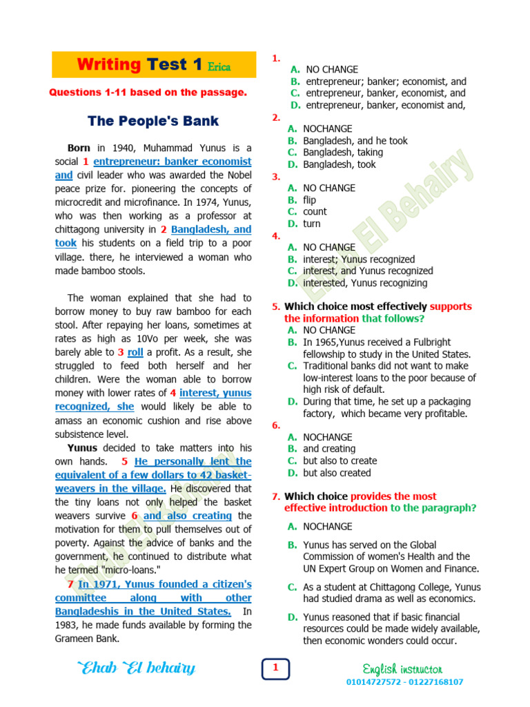 Erica Writing Test 1 | PDF | Microcredit | Websites