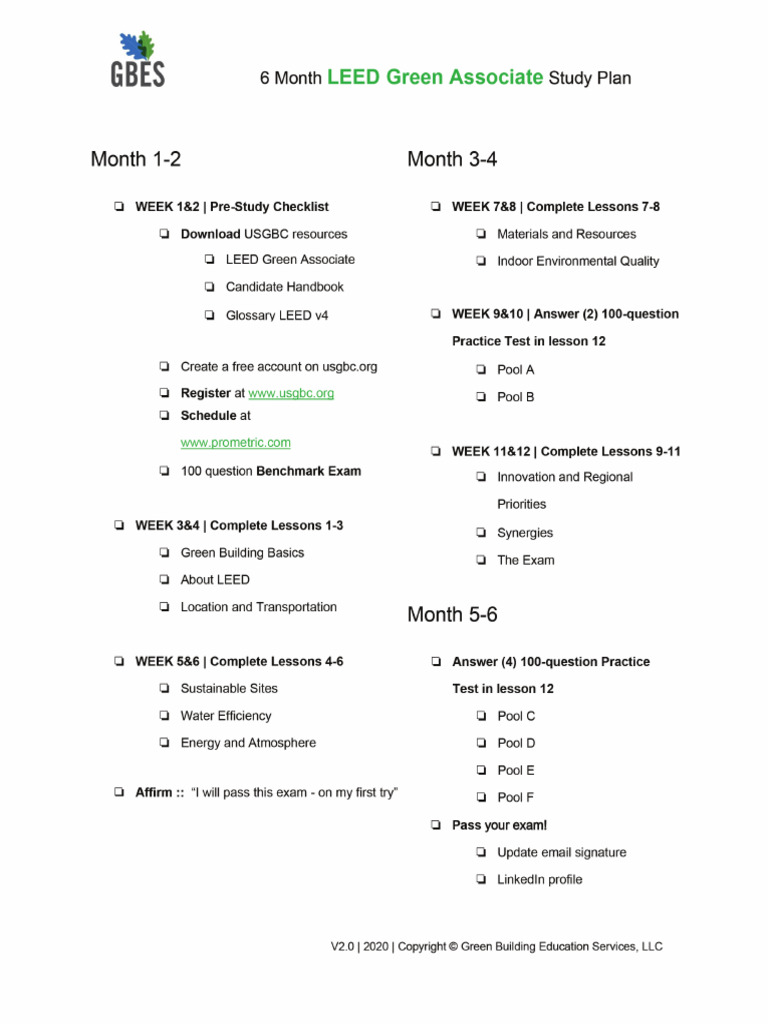 LEED GA 6 Month Study Plan | PDF