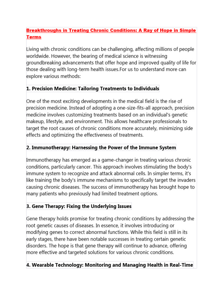 Breakthroughs in Treating Chronic Conditions | PDF | Chronic Condition ...