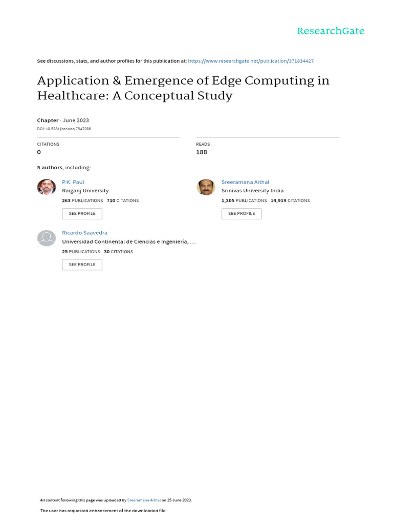 Application & Emergence of Edge Computing in Healthcare: A Conceptual ...