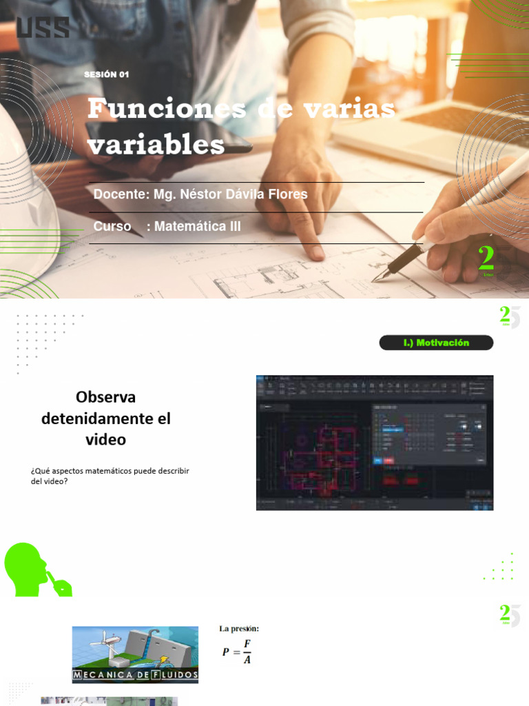 Sesión N°01 - Funciones de Varias Variables | PDF | Variable (Matemáticas) | Línea de contorno