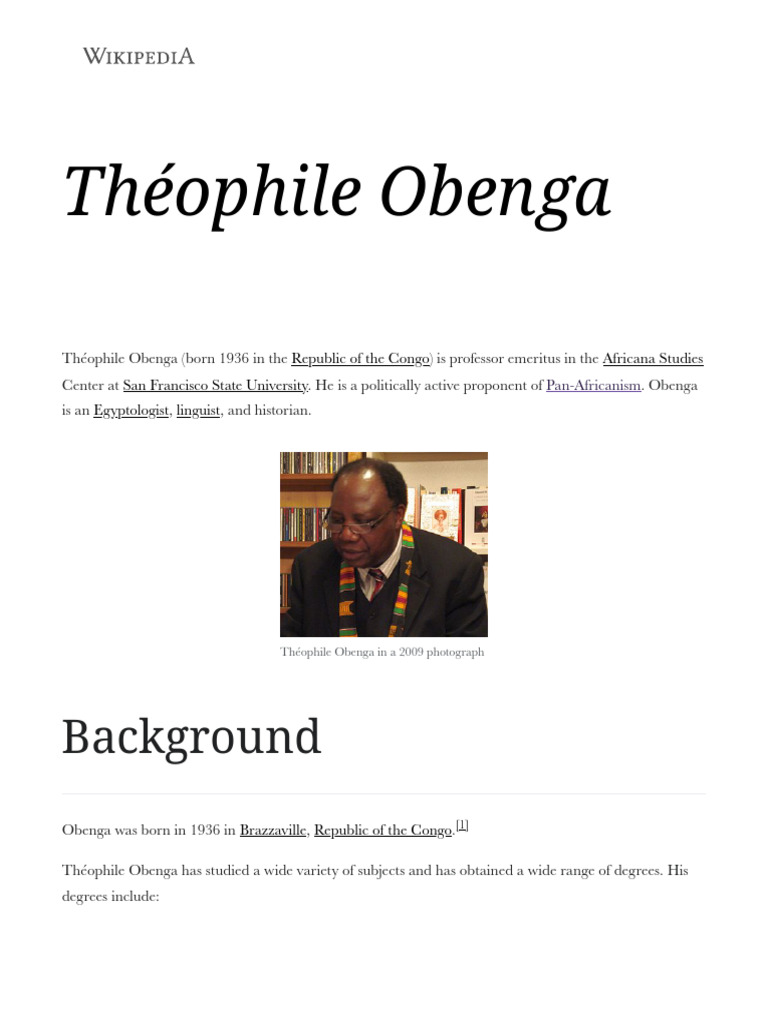 Théophile Obenga - Wikipedia | PDF | Linguistics | Human Communication