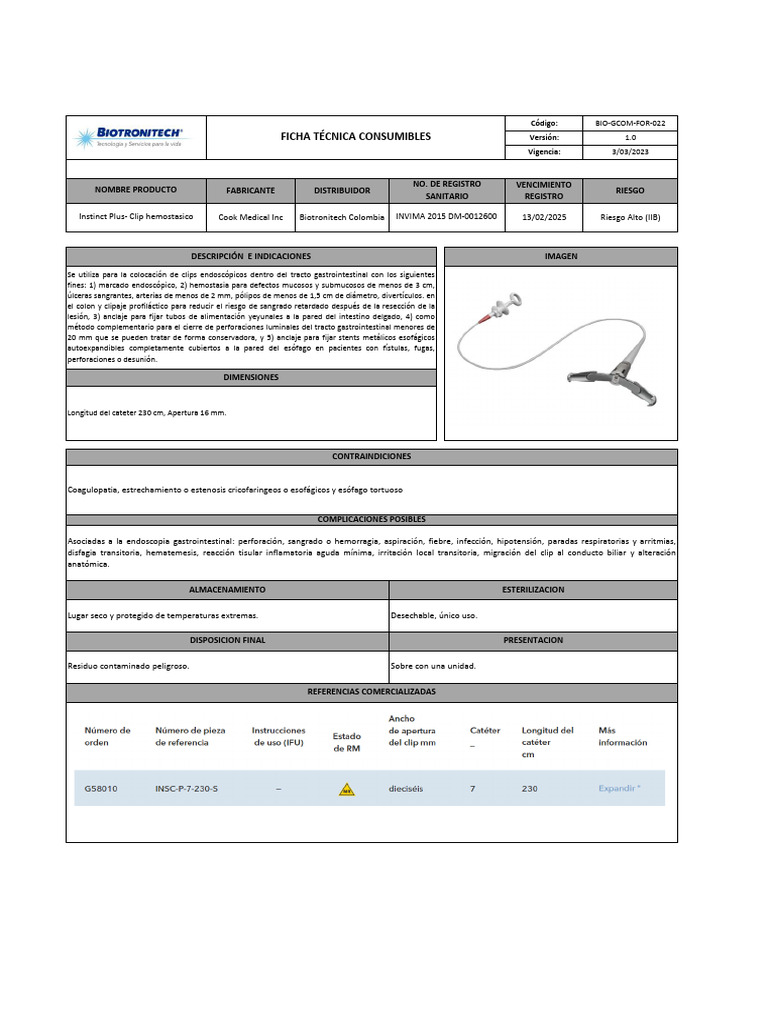 Instinct Plus - Clip Hemostasico | PDF | Tracto gastrointestinal ...