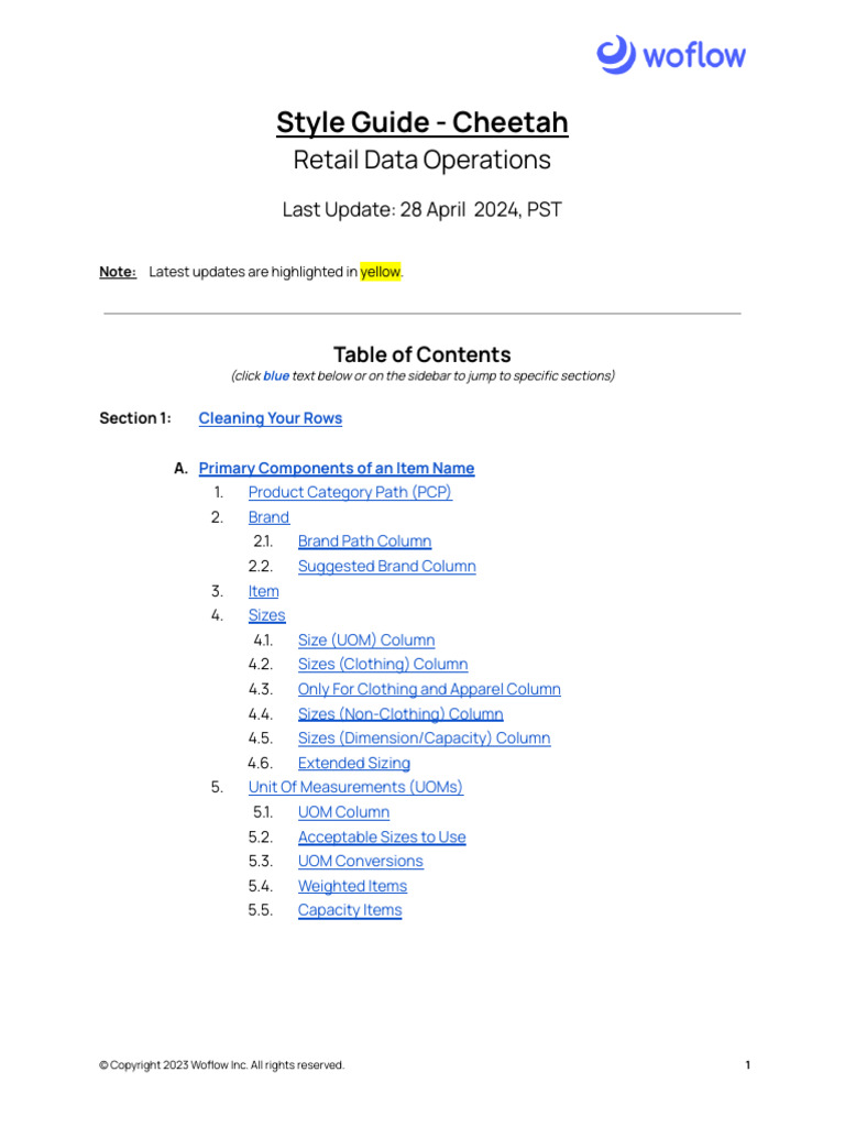 Style Guide - Cheetah Retail Data Operations | PDF | Clothing | Gallon