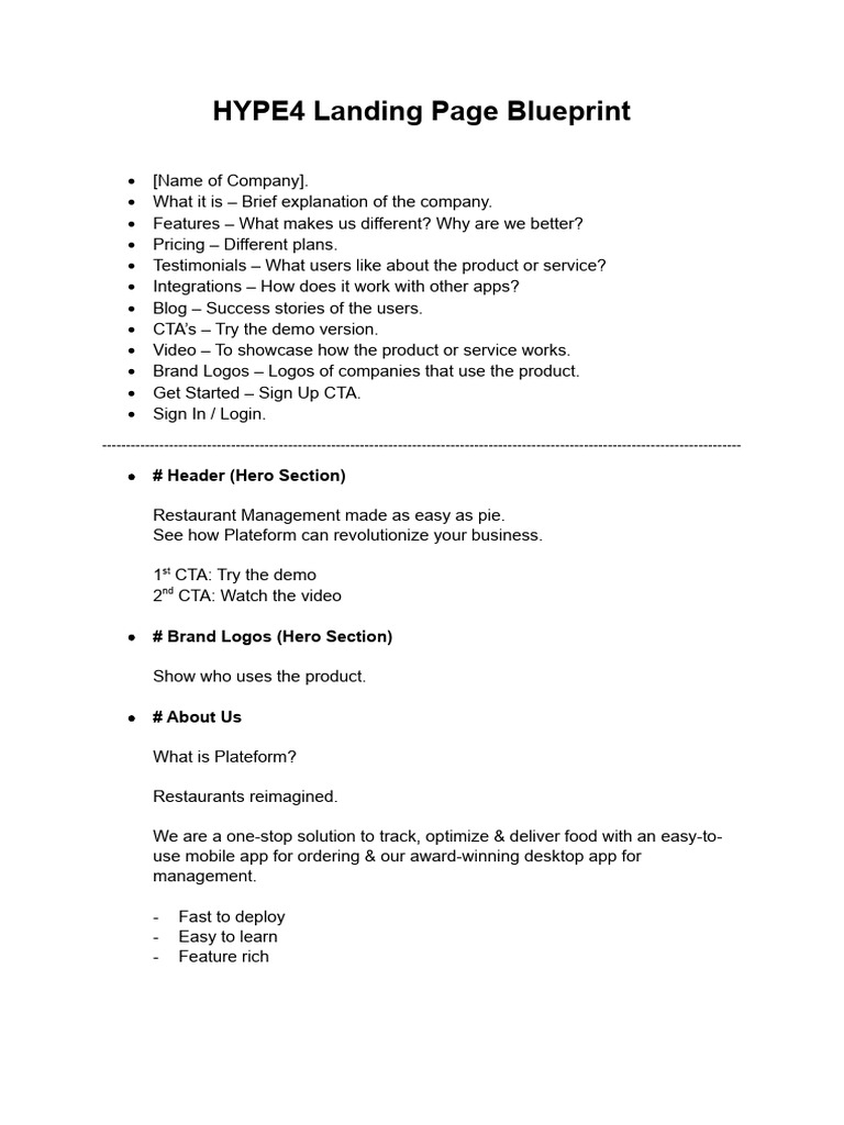 HYPE4 Landing Page Blueprint X | PDF | Analytics | Business