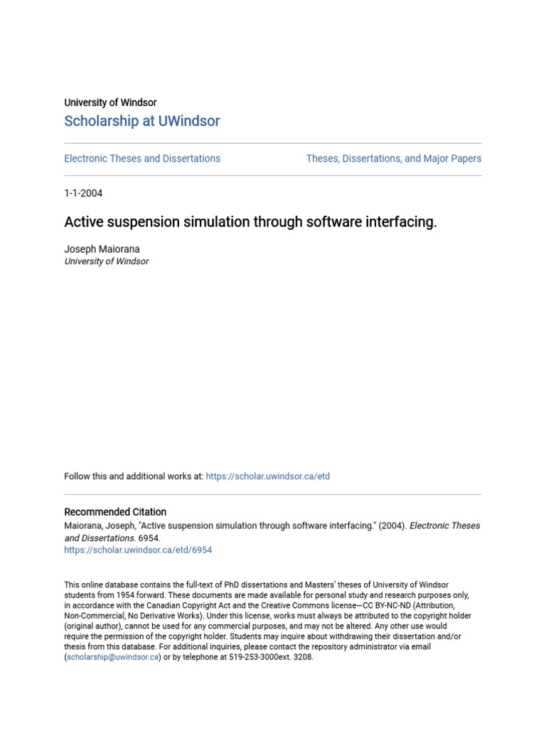Active Suspension Simulation Through Software Interfacing. | Download ...