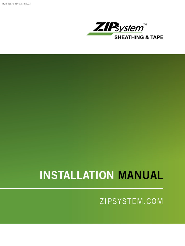 Installation Manual ZIP System Sheathing Wall and Roof | PDF | Roof ...