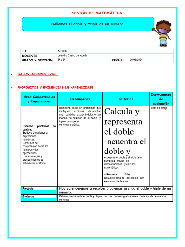 Sesion-Mat-Doble y Triple | PDF | Cognición | Aprendizaje
