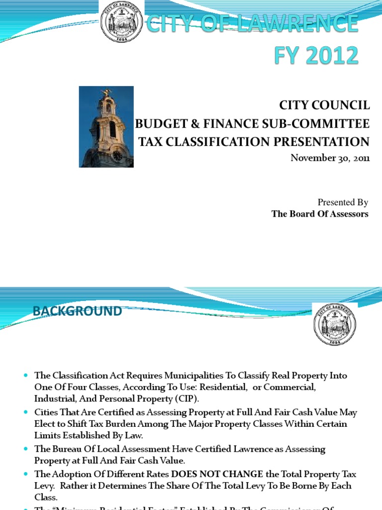 Lawrence FY 2012 Tax Classification Overview | PDF | Property Tax ...