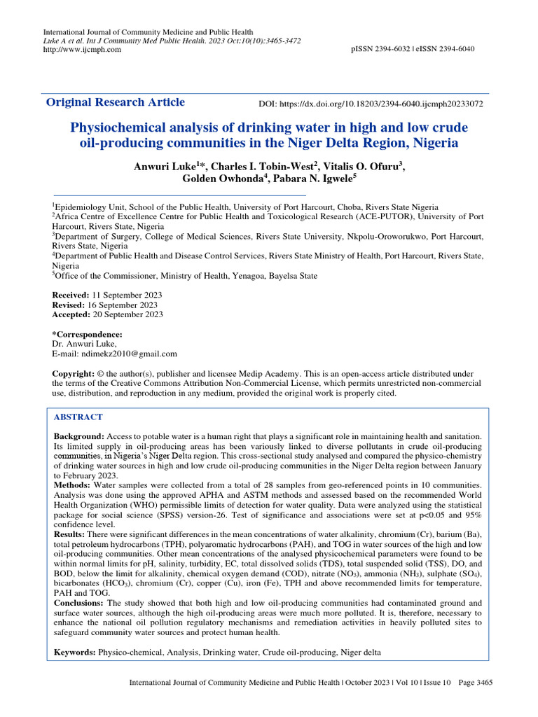 Ijcmph-11768 o | PDF | Drinking Water | Mass Spectrometry