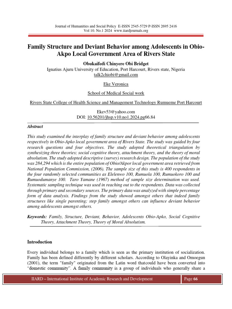 Family Structure and Deviant 66-84 | PDF | Family | Juvenile Delinquency