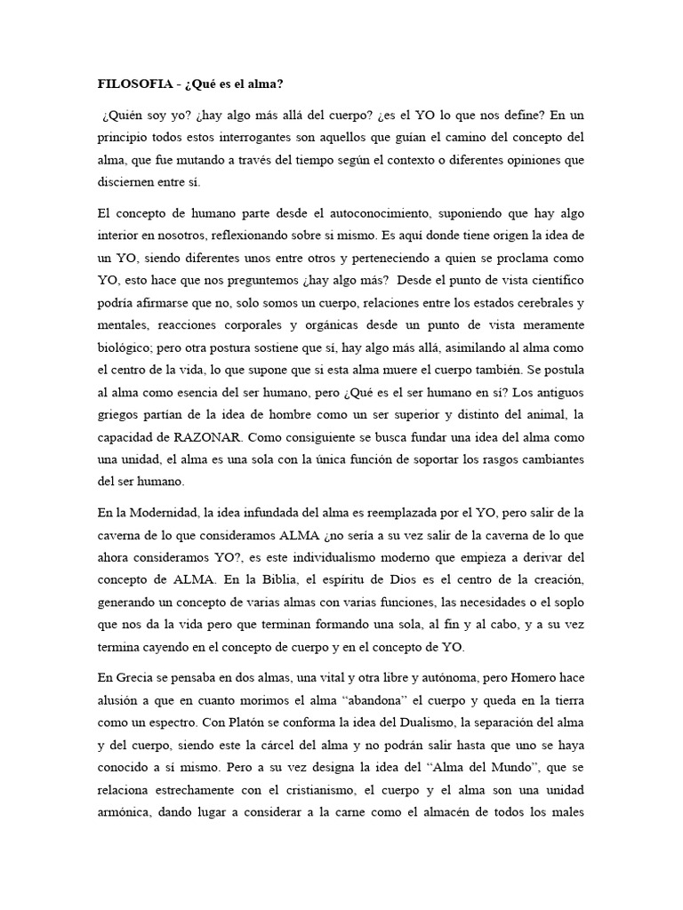 FILOSOFIA | PDF | Alma | Yo