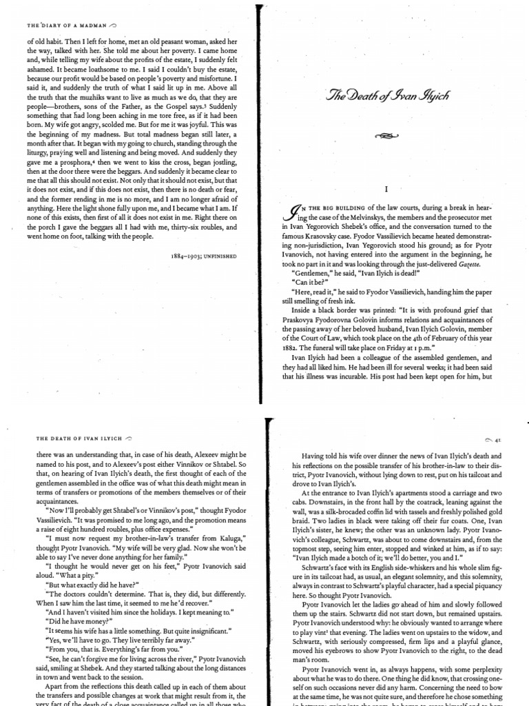Tolstoy, The Death of Ivan Ilyich | PDF