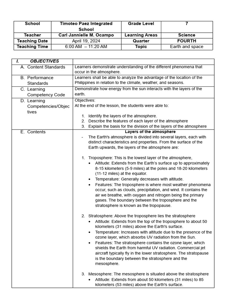 LP DEMO LAYERS-ocampo | PDF | Atmosphere Of Earth | Atmosphere