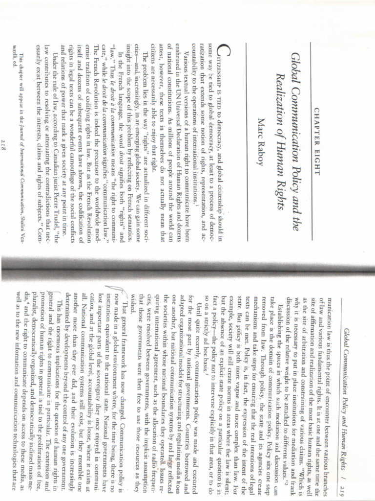 Global Communication Policy and Human Rights | PDF