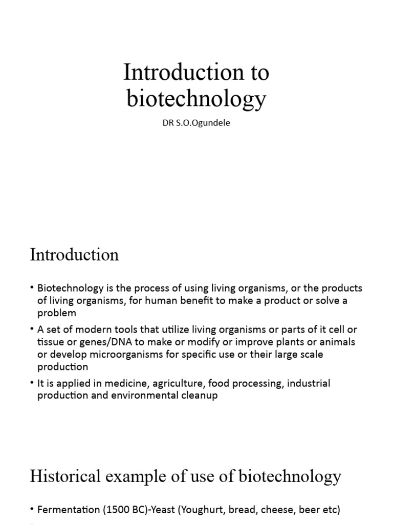 Introduction To Biotechnology | PDF | Biotechnology | Genetic Engineering
