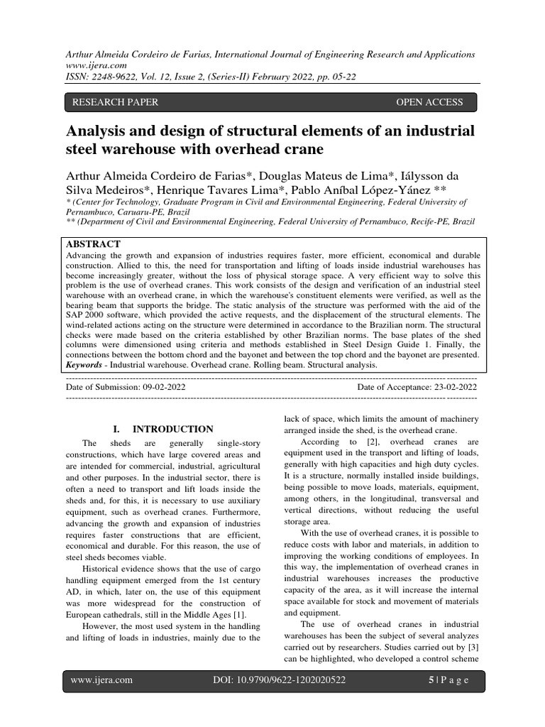 Analysis and Design of Structural Elements of An Industrial Steel ...