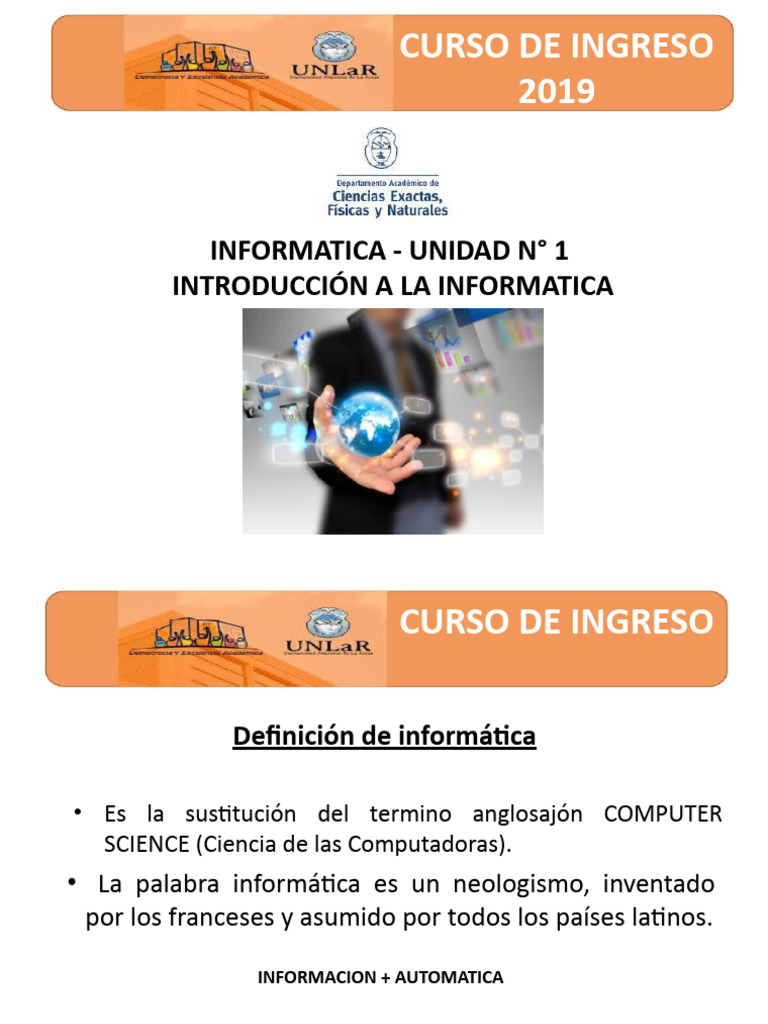 Presentacion Curso de Ingreso - Unidad 1 - Introduccion A La Informatica | PDF | Informática ...