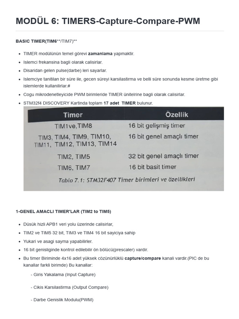 Modül 6 - Timers Capture Compare PWM | PDF