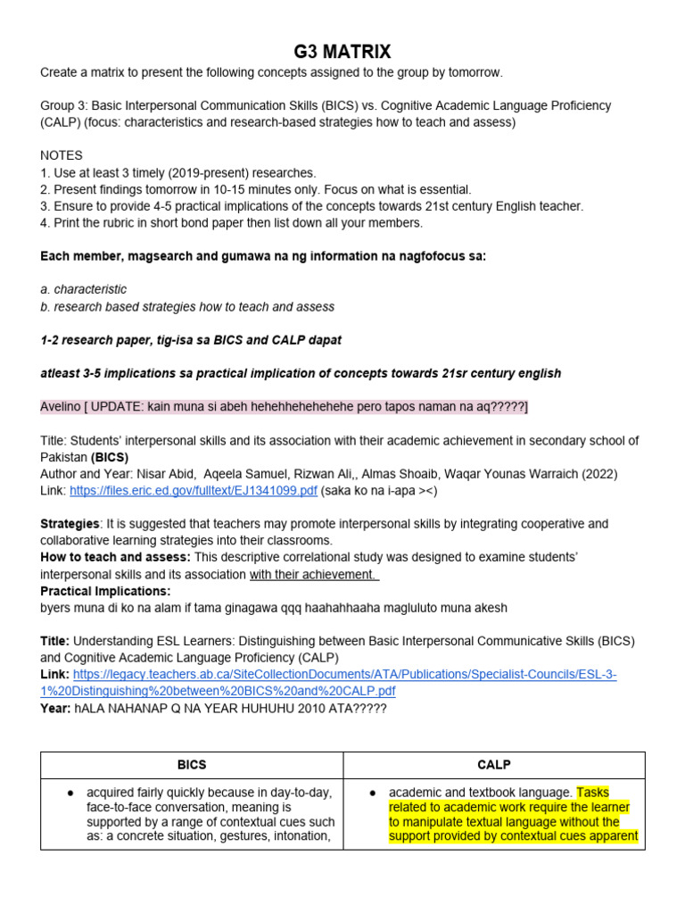 G3 Matrix-Edueng22 | PDF | Behavior Modification | Communication