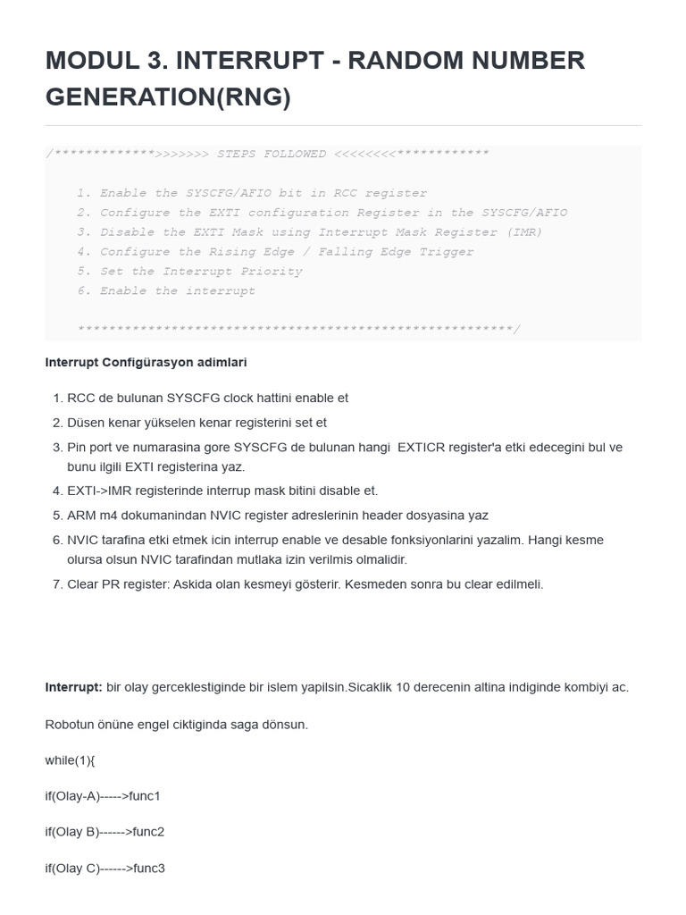 Modul 3. Interrupt - Random Number Generation (RNG) | PDF