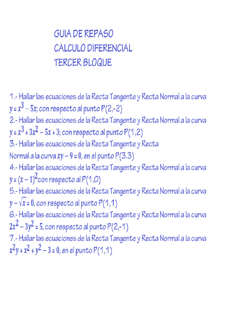 Repaso Tercer Bloque Calculodiferencial | PDF