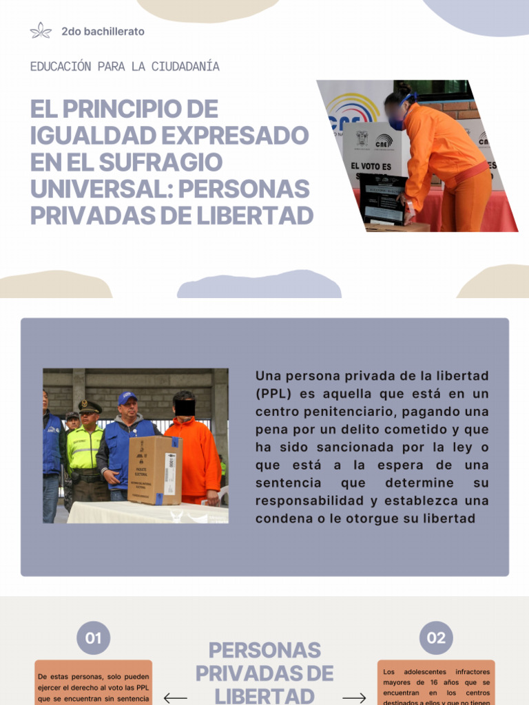 El Principio de Igualdad Expresado en El Sufragio Universal Personas Privadas de Libertad | PDF
