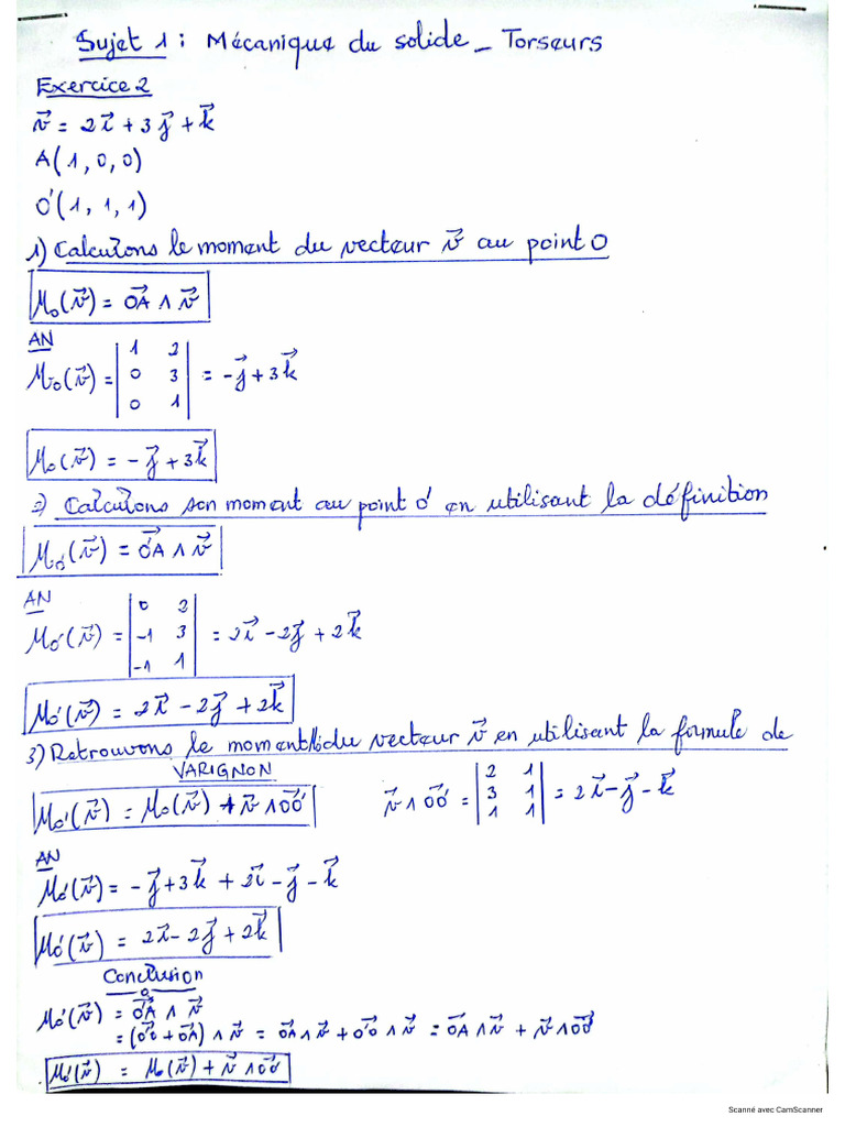 Corrigé TD Torseur - Copie | PDF