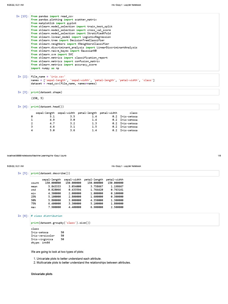 Iris - Copy1 - Jupyter Notebook | PDF | Multivariate Statistics | Statistics