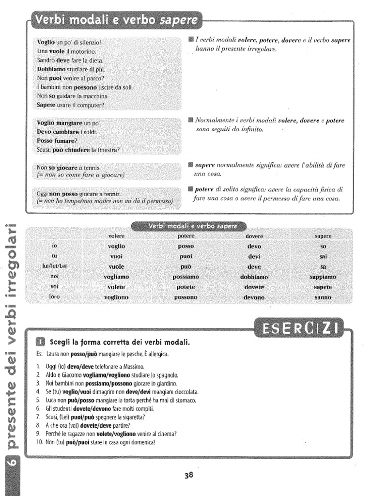 Presente Irrregolare Verbi Modali | PDF