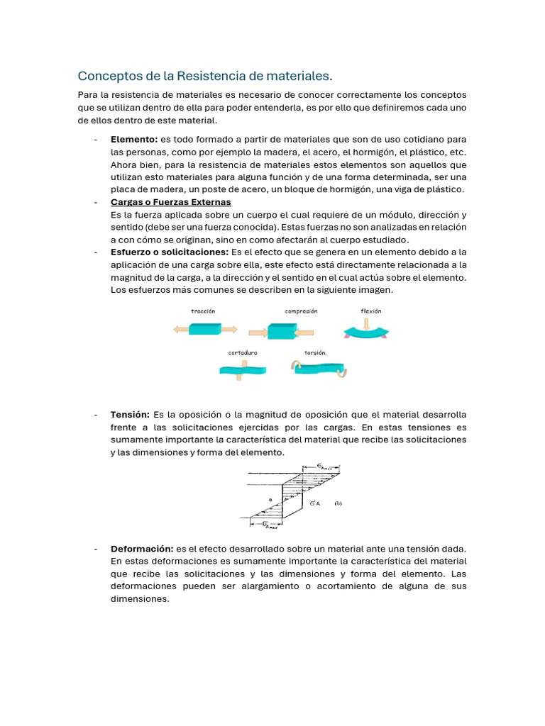 Conceptos de La Resistencia de Materiales | PDF | Deformación (ingeniería) | Resistencia de ...