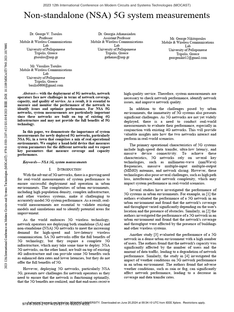 NSA 5G Network Performance Insights | PDF | Computer Network | Cellular Network