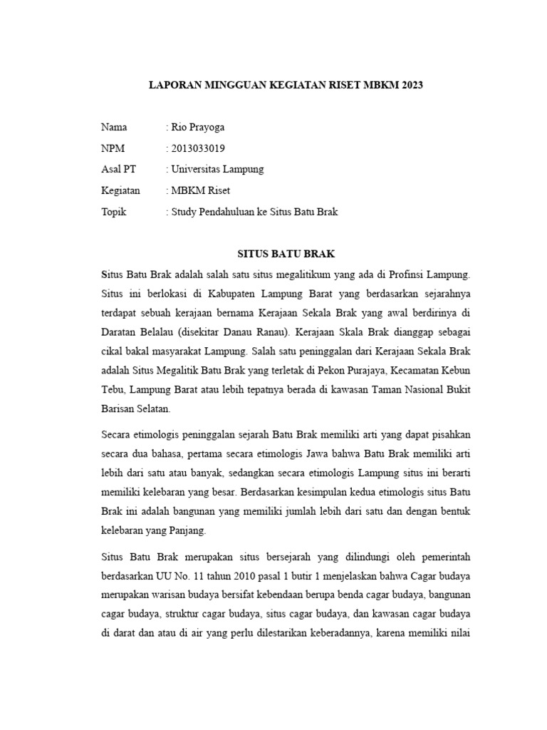 Laporan Minggu Ke 1 Kegiatan Riset MBKM 2023-1 | PDF