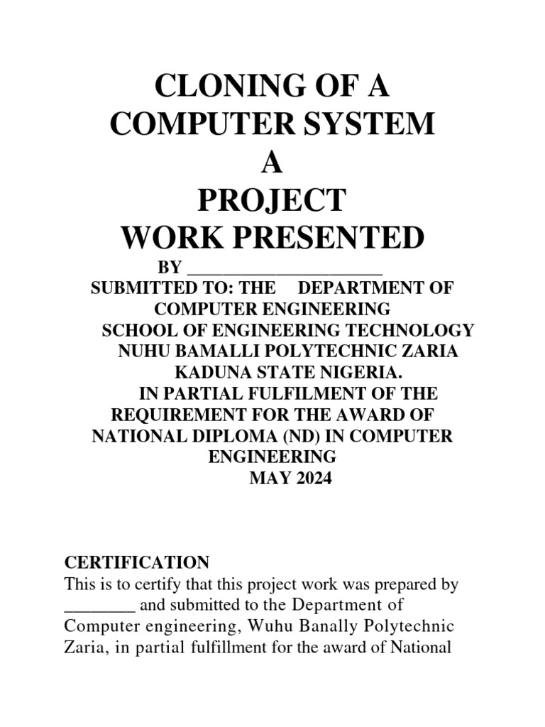Cloning of A Computer System | PDF | Central Processing Unit | Computer Data Storage