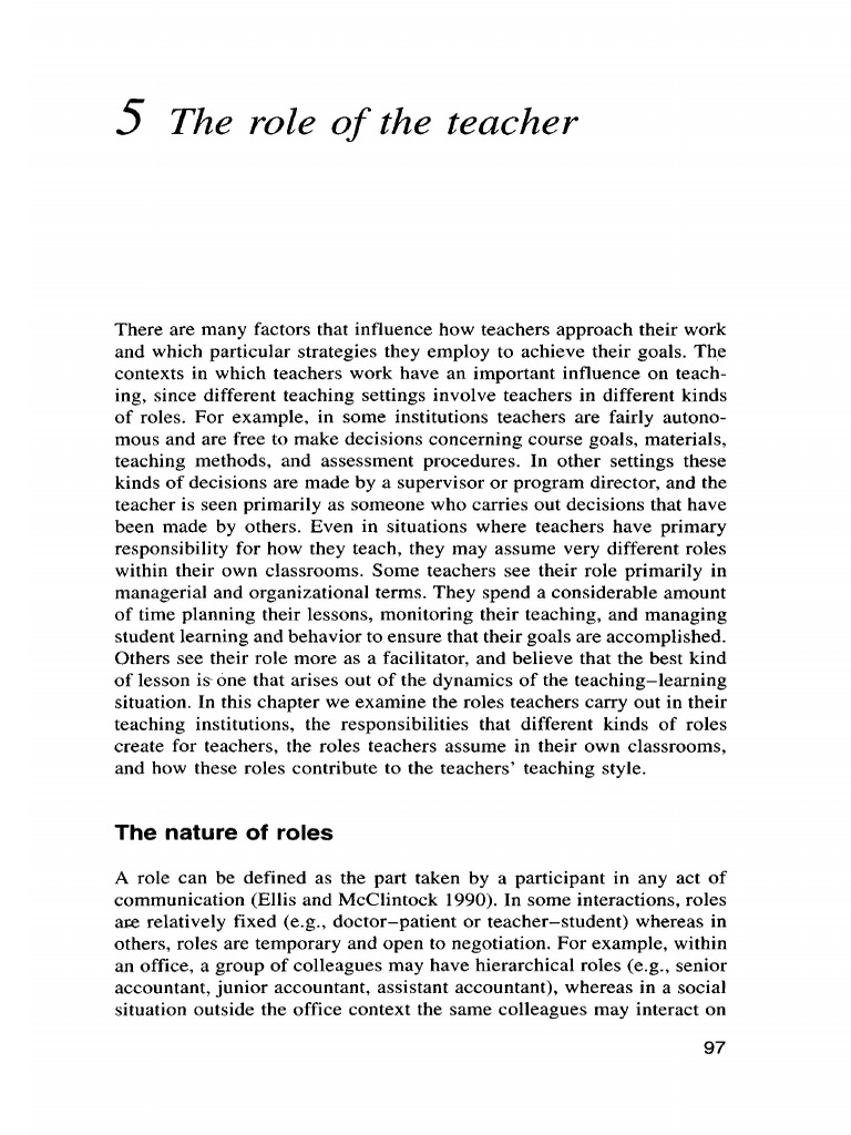 Teacher Roles in Education | PDF | Teachers | Learning