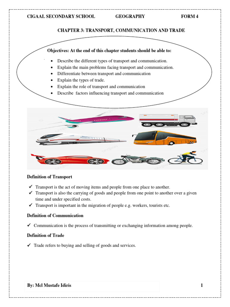 Summary Chapter 3 Transport, Communication and Trade | PDF | Transport ...