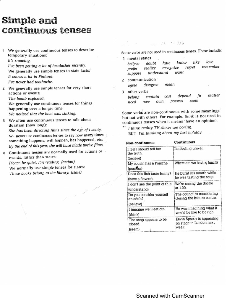 Simple and Continuous Tenses | PDF