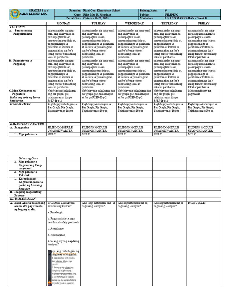 DLL-G5 Week-8-Filipino | PDF
