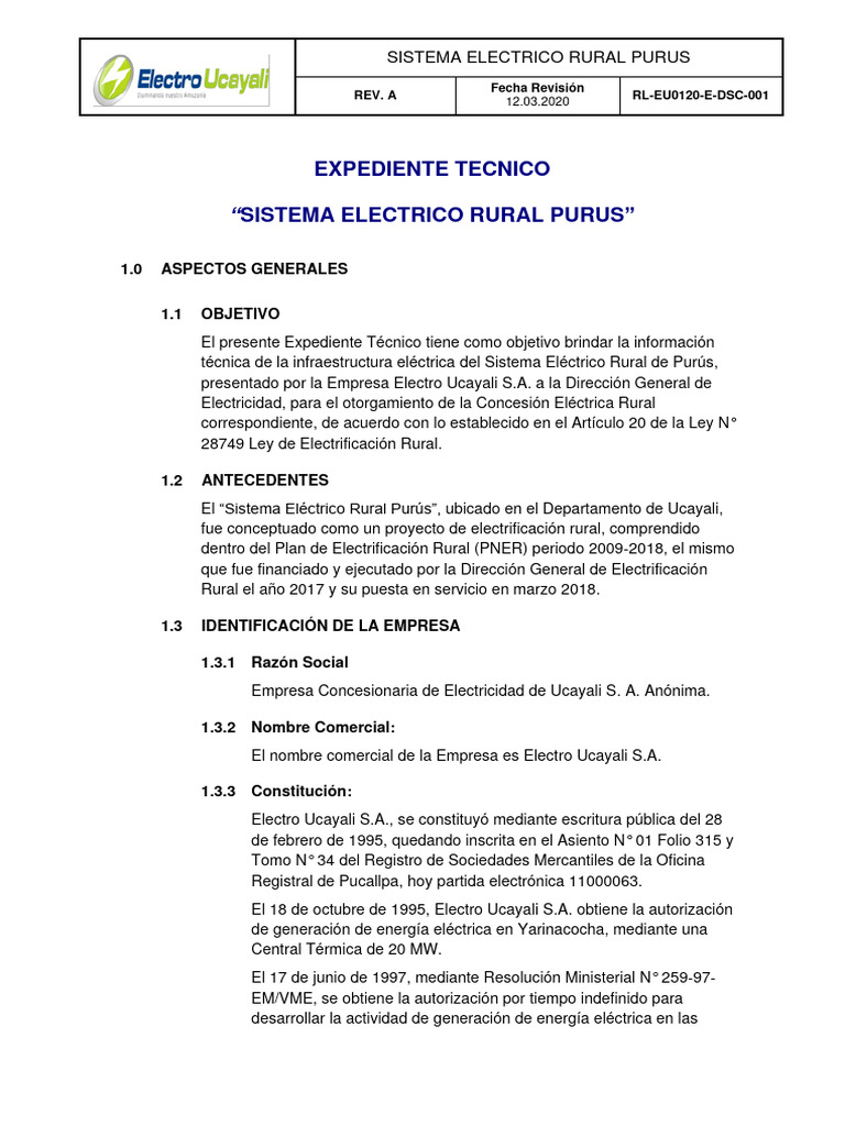 Exp Tec Mem Desc Purus | PDF | Distribución de energía eléctrica ...