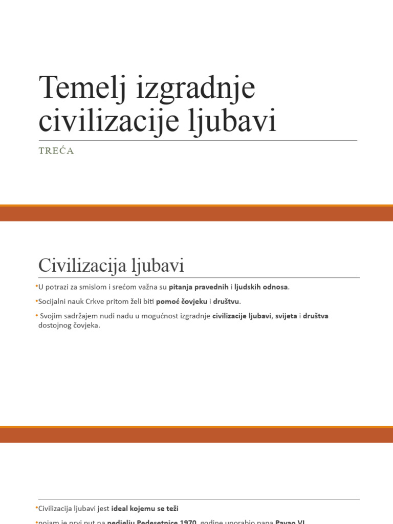 Temelj Izgradnje Civilizacije Ljubavi Treca Curic | PDF