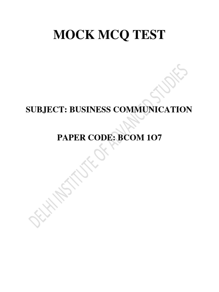 Bcom I BC 107 MCQS | PDF | Communication | Defamation