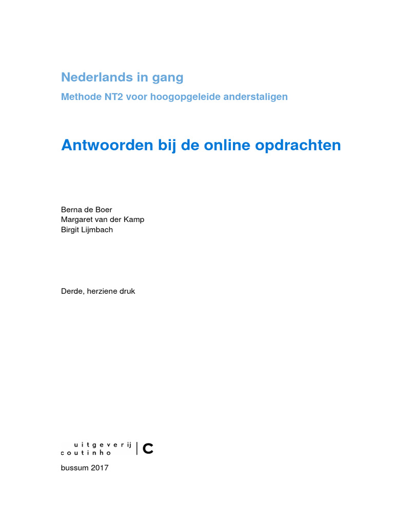 Nederlands in Gang Antwoorden Bij de Online Opdrachten PDF Free | PDF